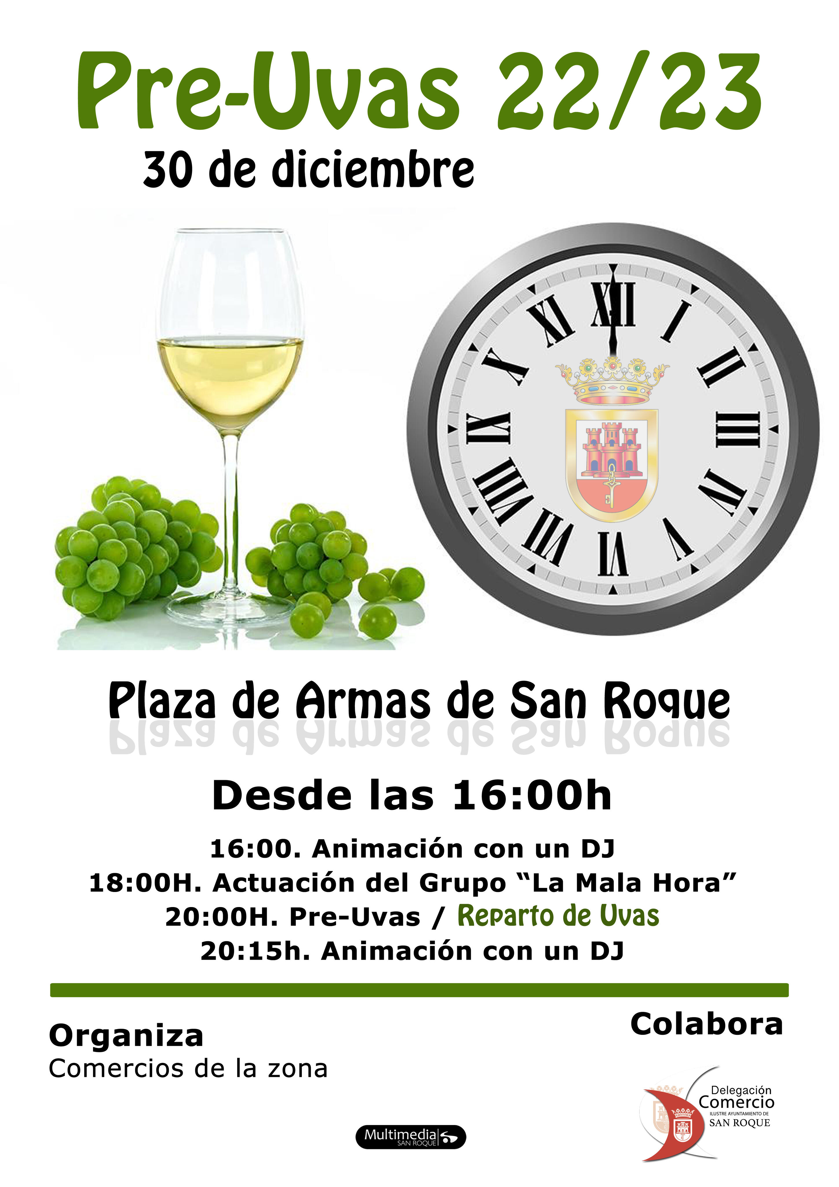 Las Pre-Uvas del casco, en la plaza de Armas | San Roque